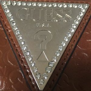 Guess | Bags | Guess Brown Leather Logo Purse Hand Bag | Poshmark